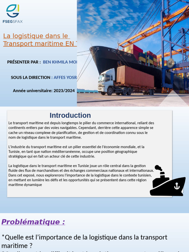 Exposé Logistique Dans Le Transport Maritime (1) | PDF | Logistique | Port