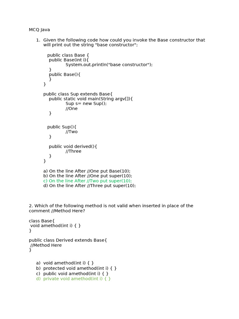 MCQ Java | PDF | Constructor (Object Oriented Programming) | Programming MCQ Java | PDF | Constructor (Object Oriented Programming) | Programming