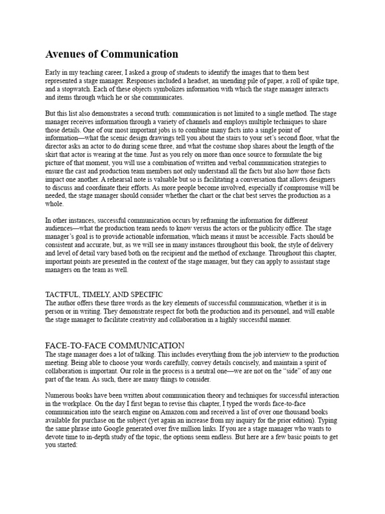 Avenues of Communication | PDF | Nonverbal Communication | Communication