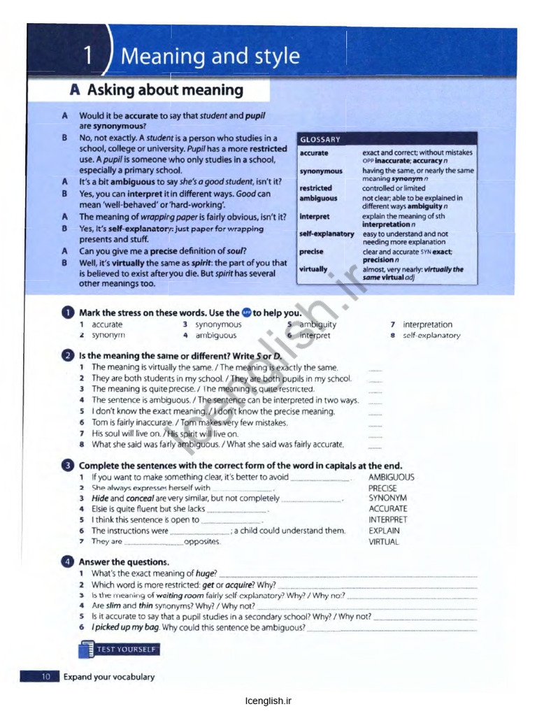 Upper-Intermediate Advanced Vocabulary | PDF