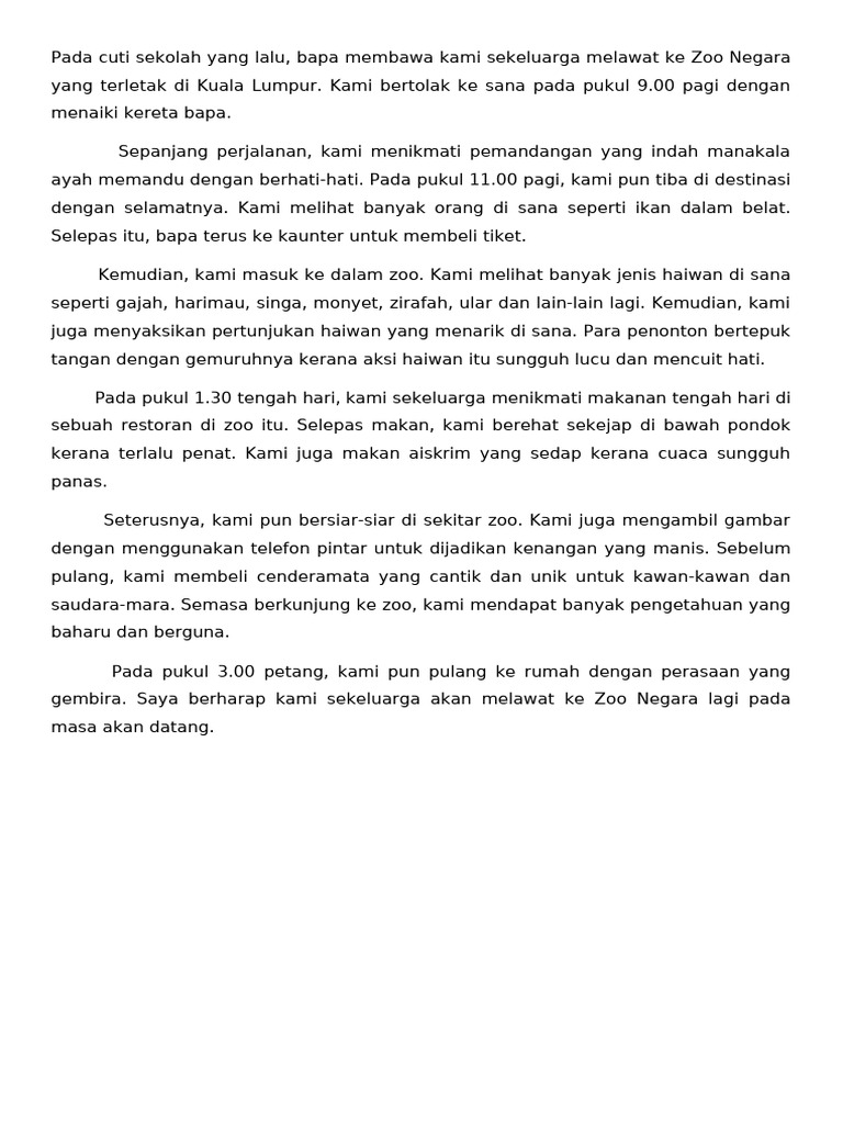 Lawatan Ke Zoo Negara | PDF