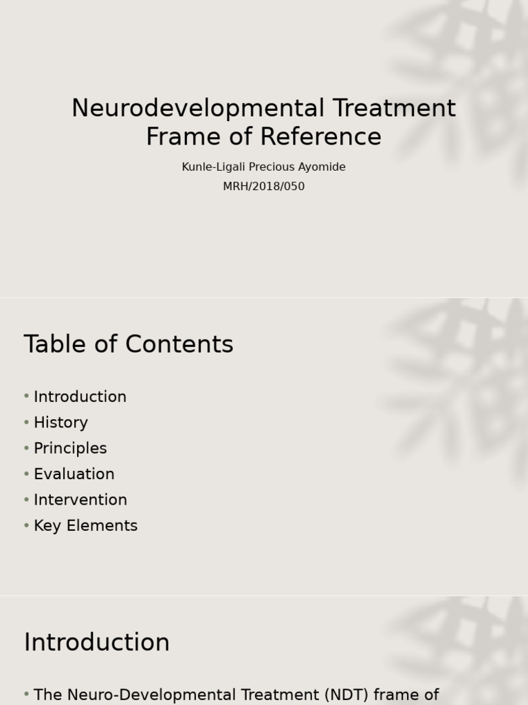 Neurodevelopmental Frame of Reference | PDF | Medical Specialties | Clinical Medicine