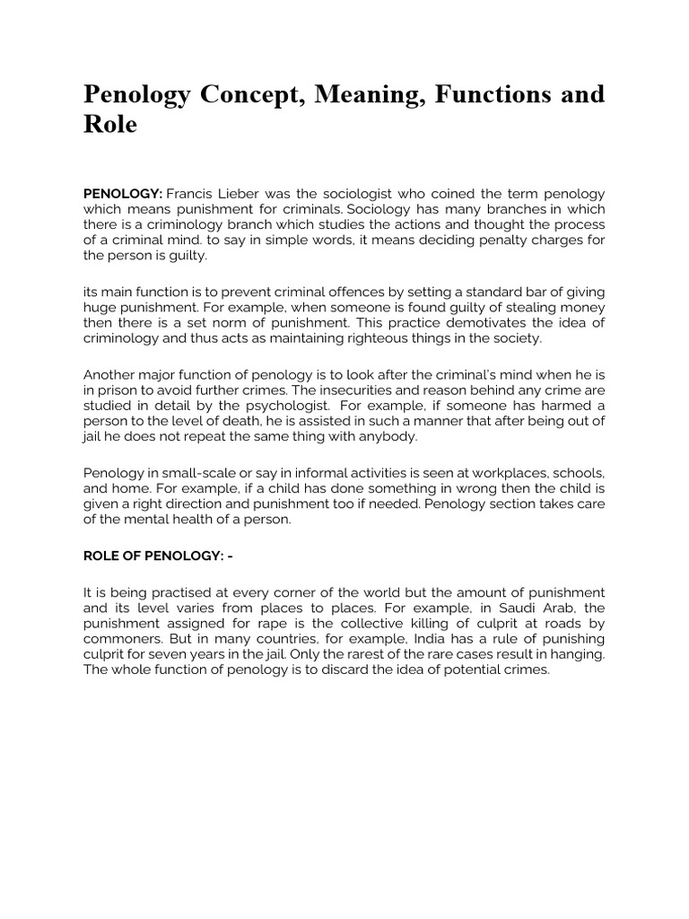 Origin of the Term "Penology" | PDF