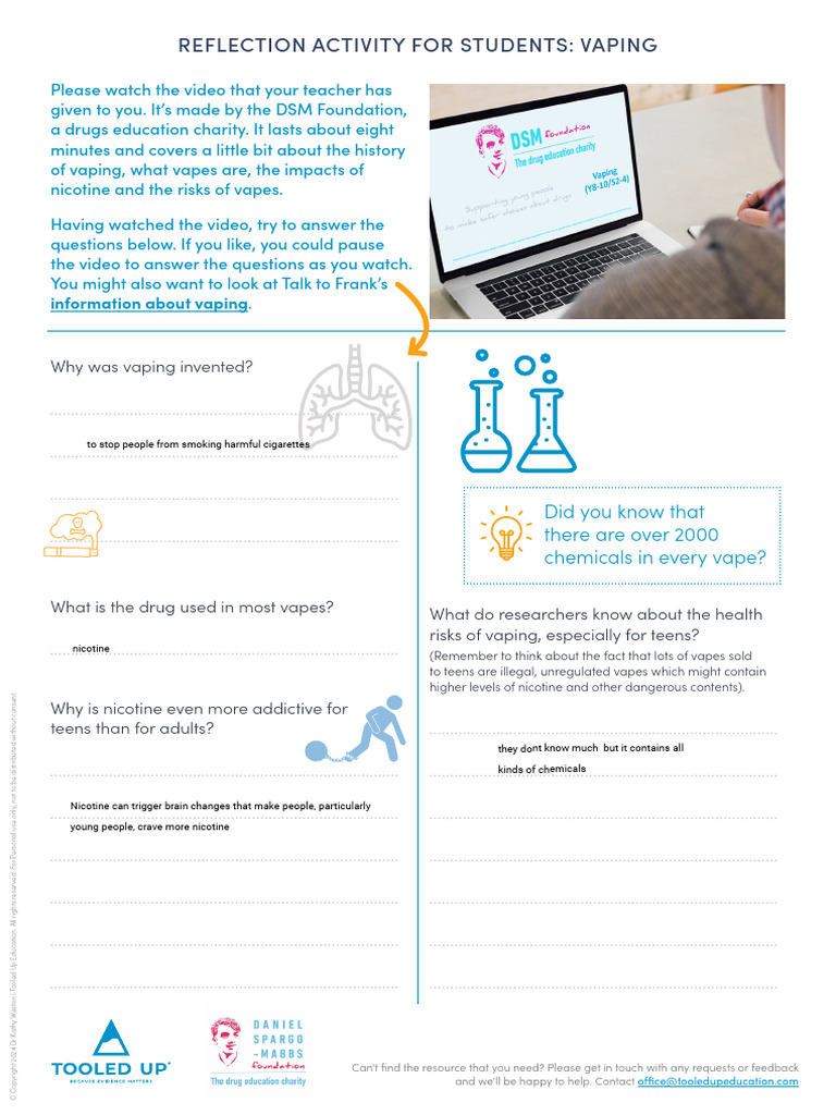 Kami Export - Aisha Mattan - Reflection Activity For Students - Vaping ...