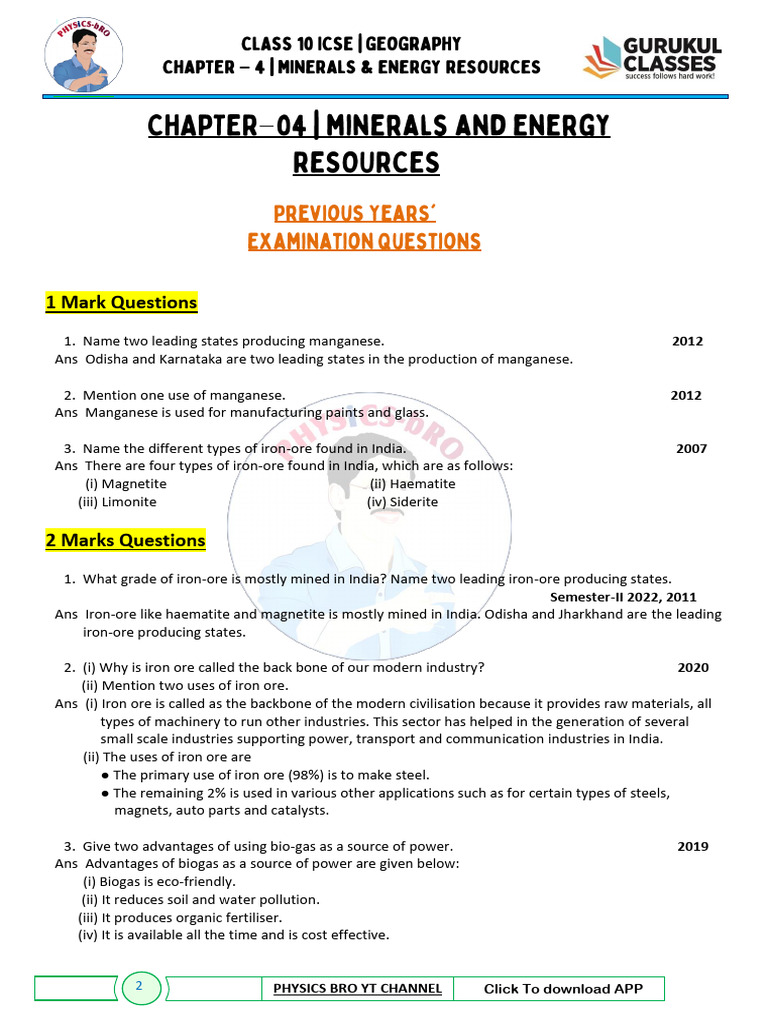 4 Minerals & Energy Resources - 15638771 | PDF | Coal | Iron Ore