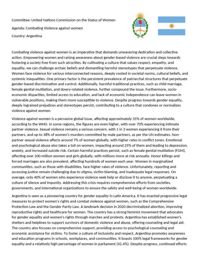 UNCSW Position Paper | PDF | Violence | Gender Studies