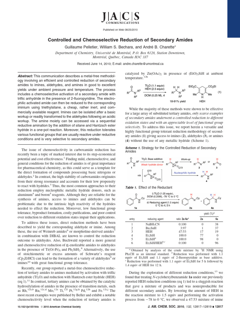 Chemoselective Reduction of Secondary Amides | PDF | Amine | Amide