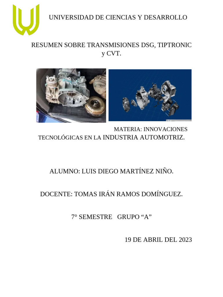 Transmisiones DSG, Tiptronic y CVT: Análisis | PDF | Transmisión ...