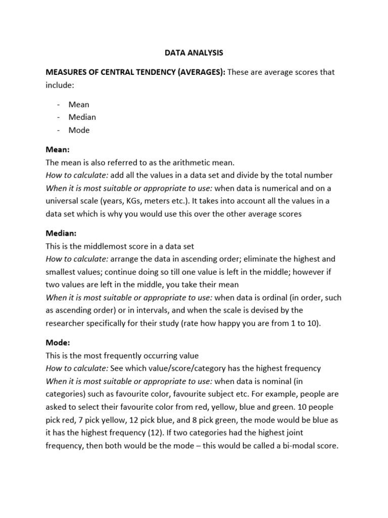 DATA ANALYSIS | PDF | Arithmetic Mean | Mean DATA ANALYSIS | PDF | Arithmetic Mean | Mean