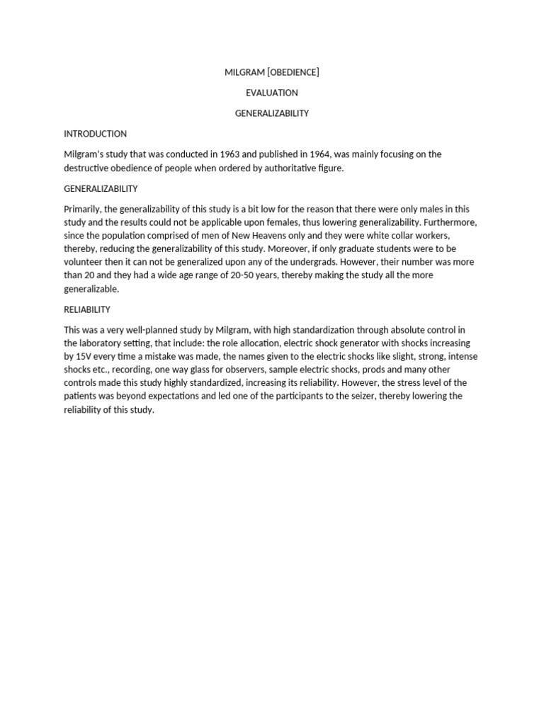 Milgram Evaluation | PDF