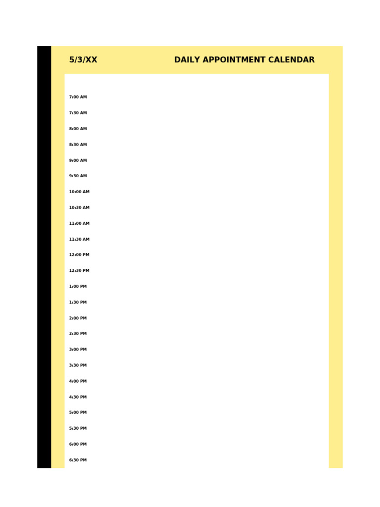 Daily Appointment Calendar Template | PDF