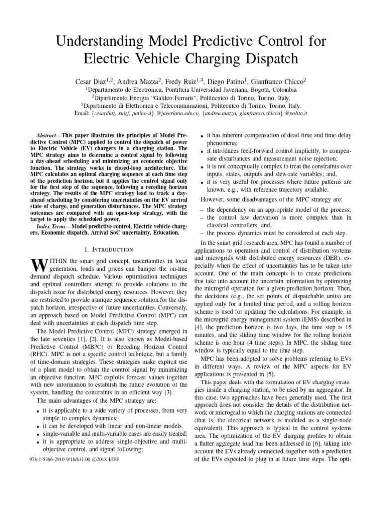 Understanding Model Predictive Control For Electric Vehicle Charging Dispatch | PDF ...