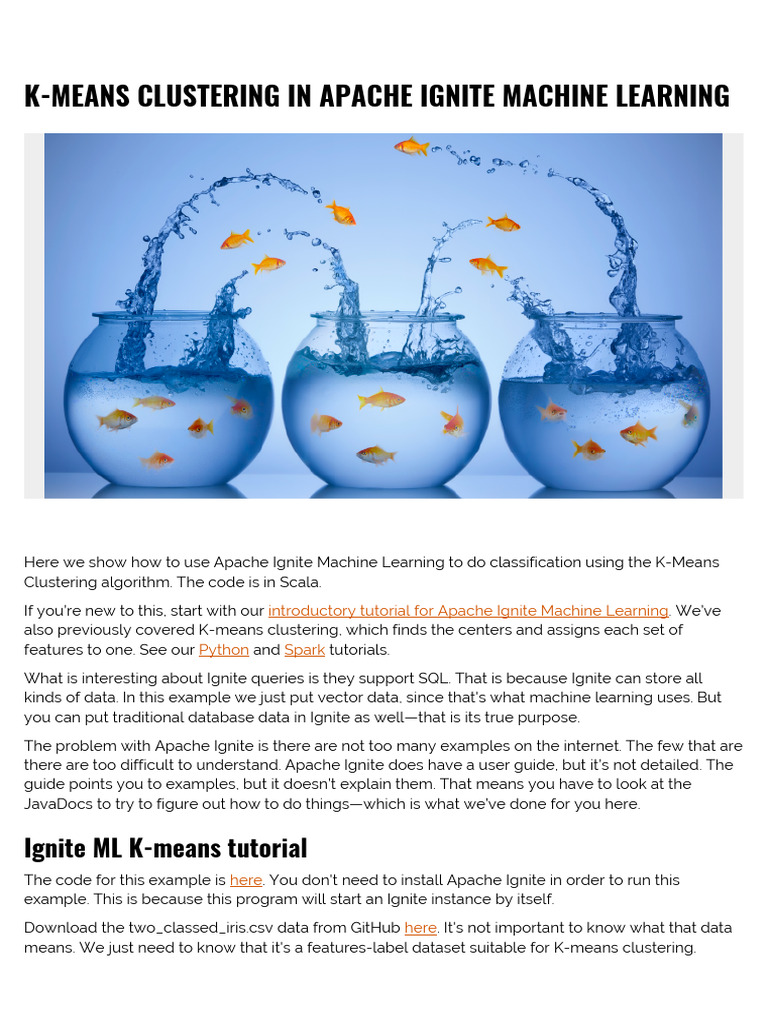 K Means Clustering in Apache Ignite Machine Learning | PDF | Data | Information Retrieval