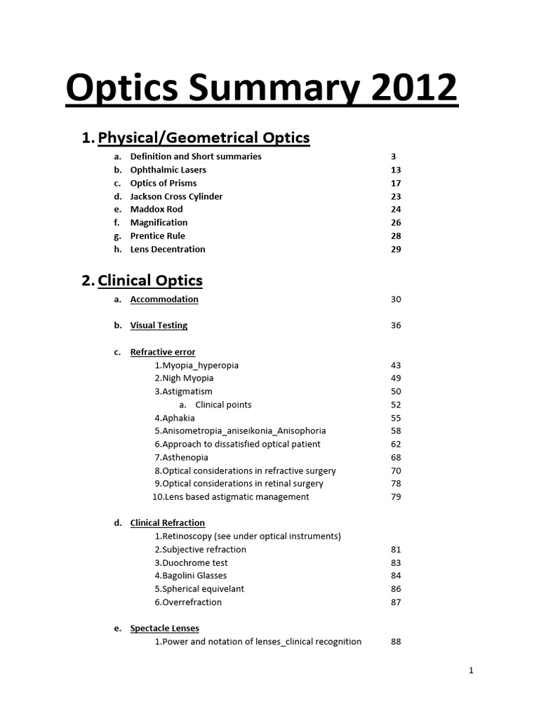 Final Optics Summary | PDF | Laser | Angular Resolution