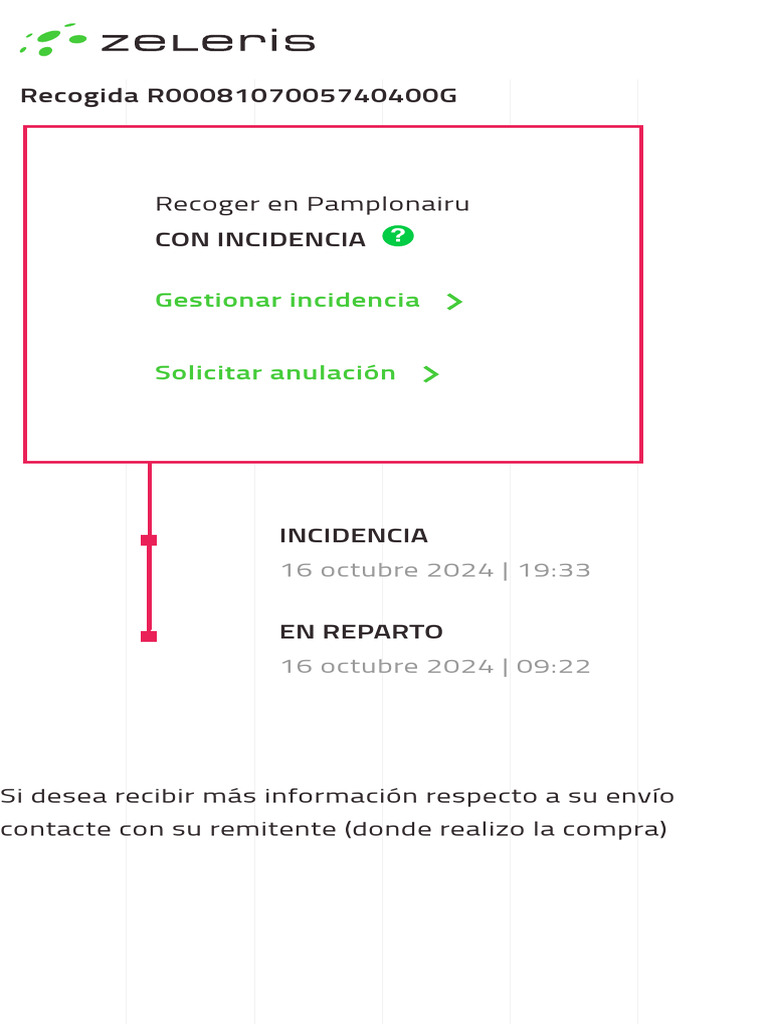 Zeleris - Búsqueda de envíos - Seguimiento de envíos | PDF