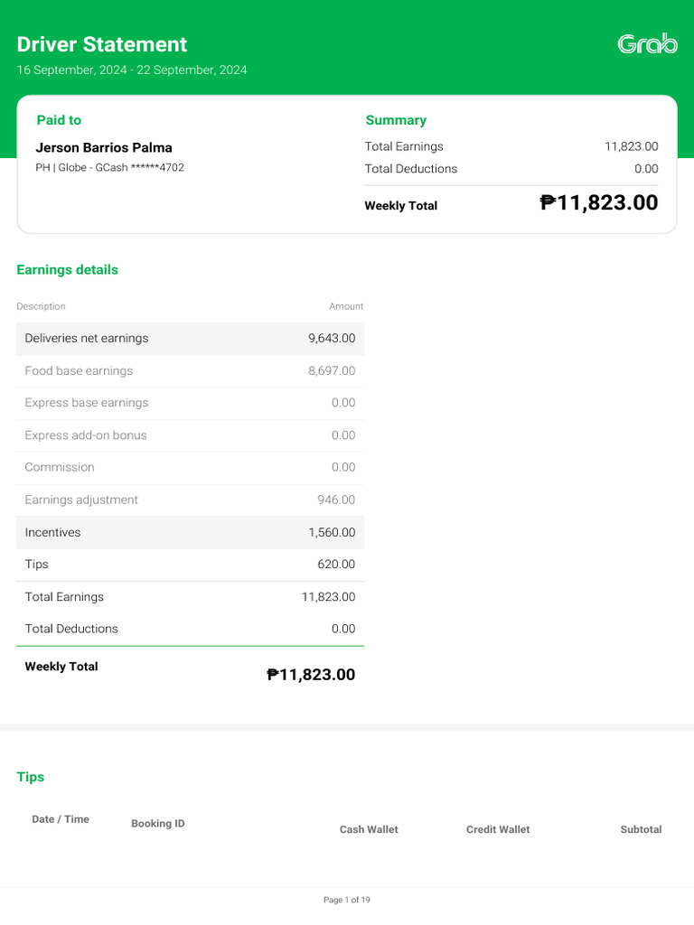 Driver Statement: Jerson Barrios Palma | PDF | Expense | Tax Deduction