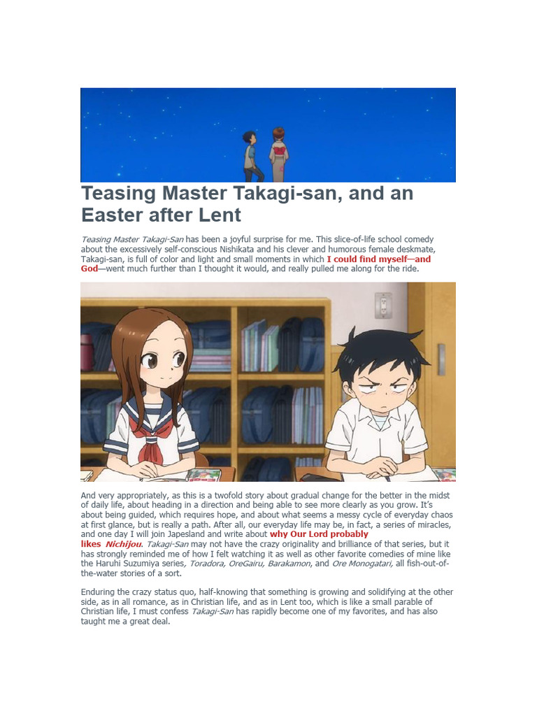 Teasing Master Takagi San | PDF | Jesus | Chastity