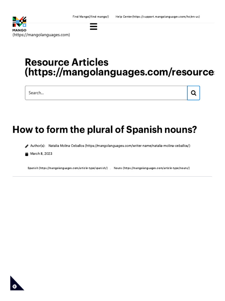 How To Form The Plural of Spanish Nouns - Mango Languages | PDF ...