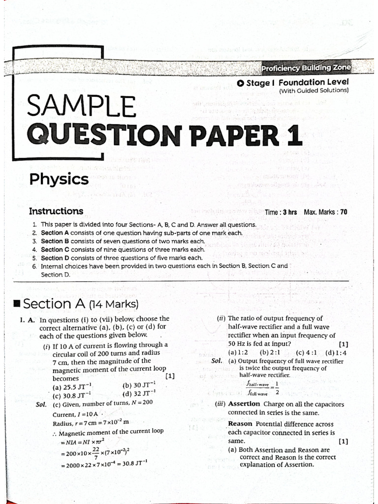 XII Isc Physics 3 Sample QP | PDF