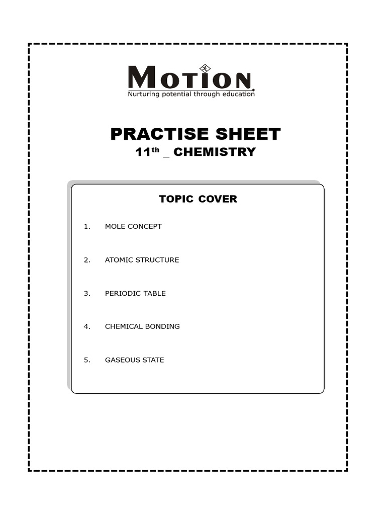 Chemistry Practice Sheet: Mole Concept & More | PDF | Atomic Nucleus ...