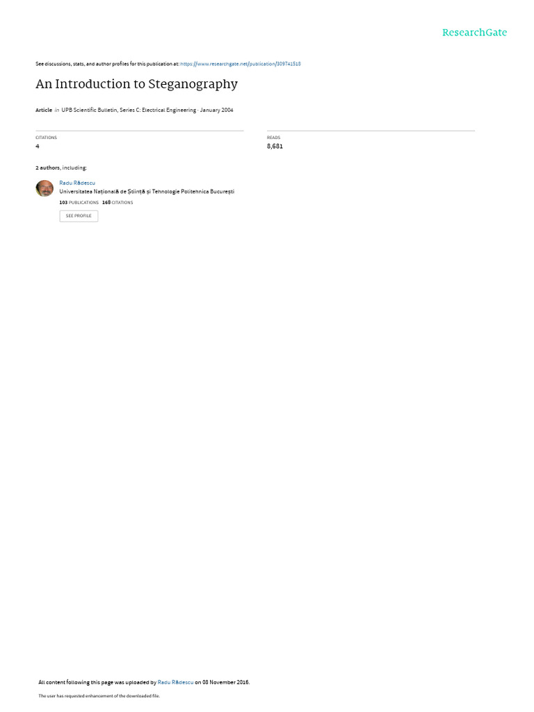 2004 An Introductionto Steganography UPB | PDF | Data Compression | Graphics