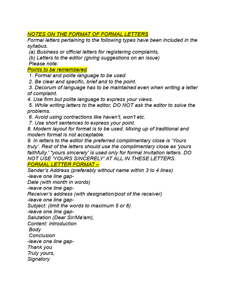 Guidelines for Writing Formal Letters | PDF