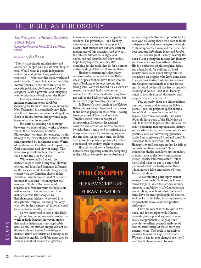 The Philosophy of Hebrew Scripture Agi Erdos Review | PDF | Bible ...