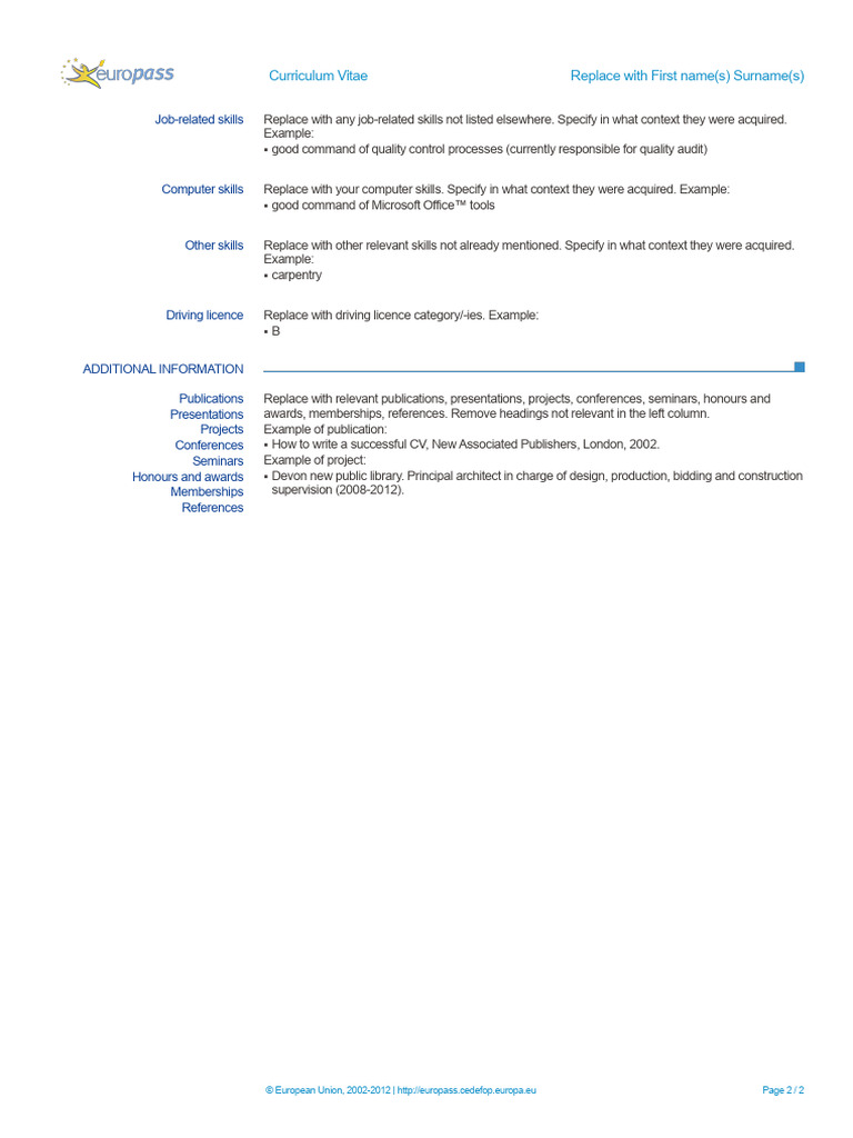 Europass CV template_2 | PDF