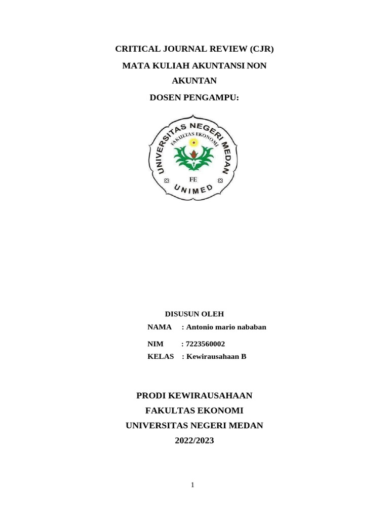 CJR AKUTANSI NON AKUNTAN Antonio Mario Ckarentiano Nababan | PDF