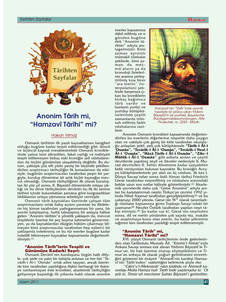 Anonim Tarih Mi Hamzavi Tarihi Mi | PDF