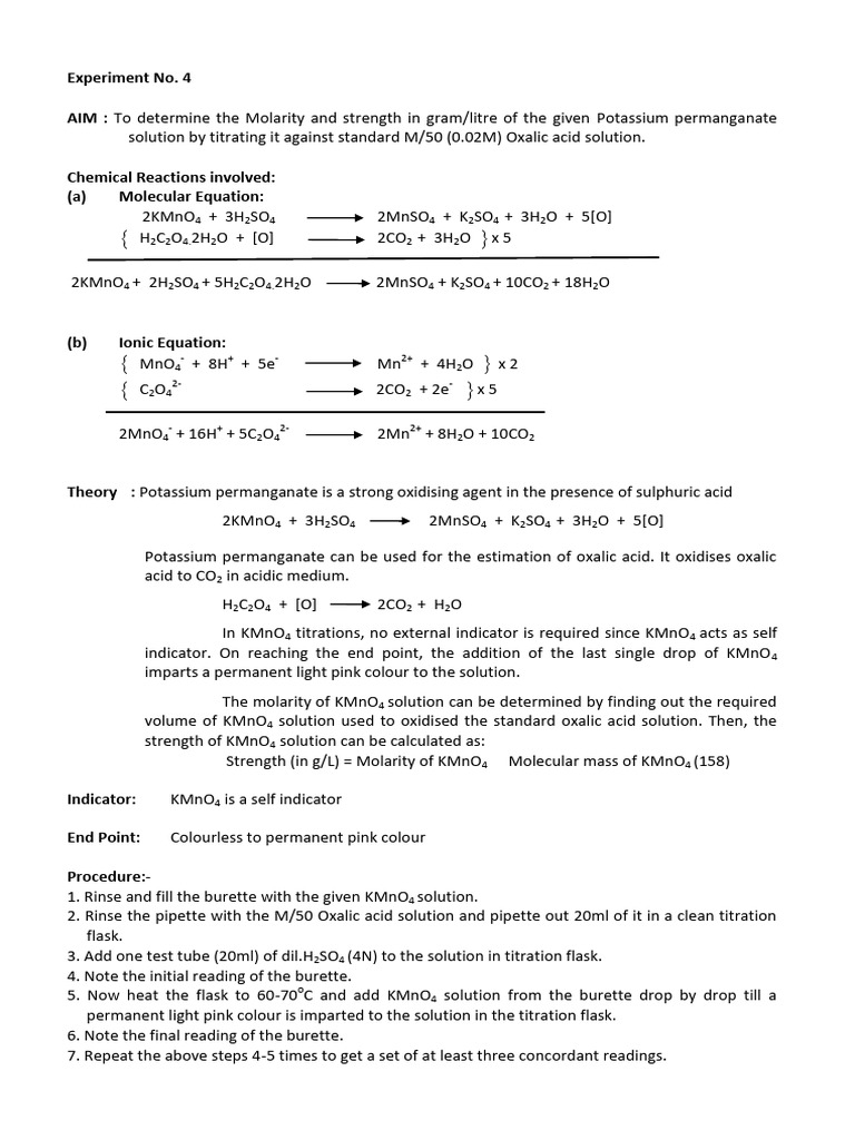 Chem - Exp. No.4 Titration | PDF | Titration | Chemistry