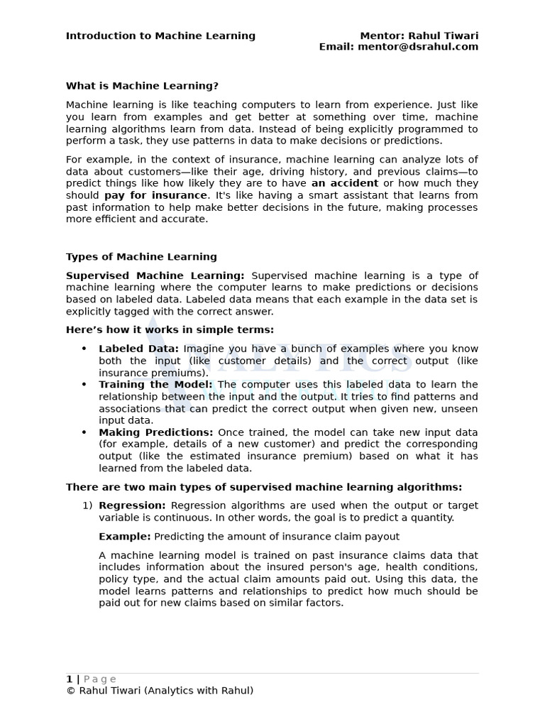 Machine Learning Basics Explained | PDF | Machine Learning | Statistical Classification