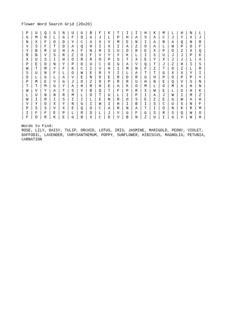 Flower Word Search Formatted | PDF