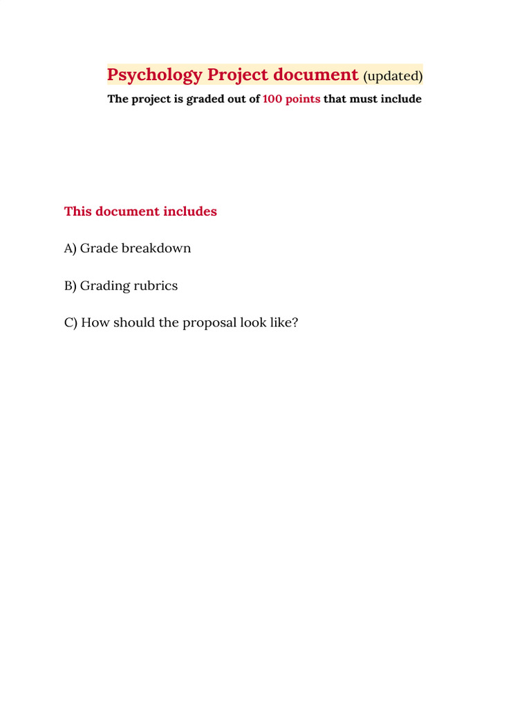 Psychology Project Grading Guide | PDF | Experiment | Methodology