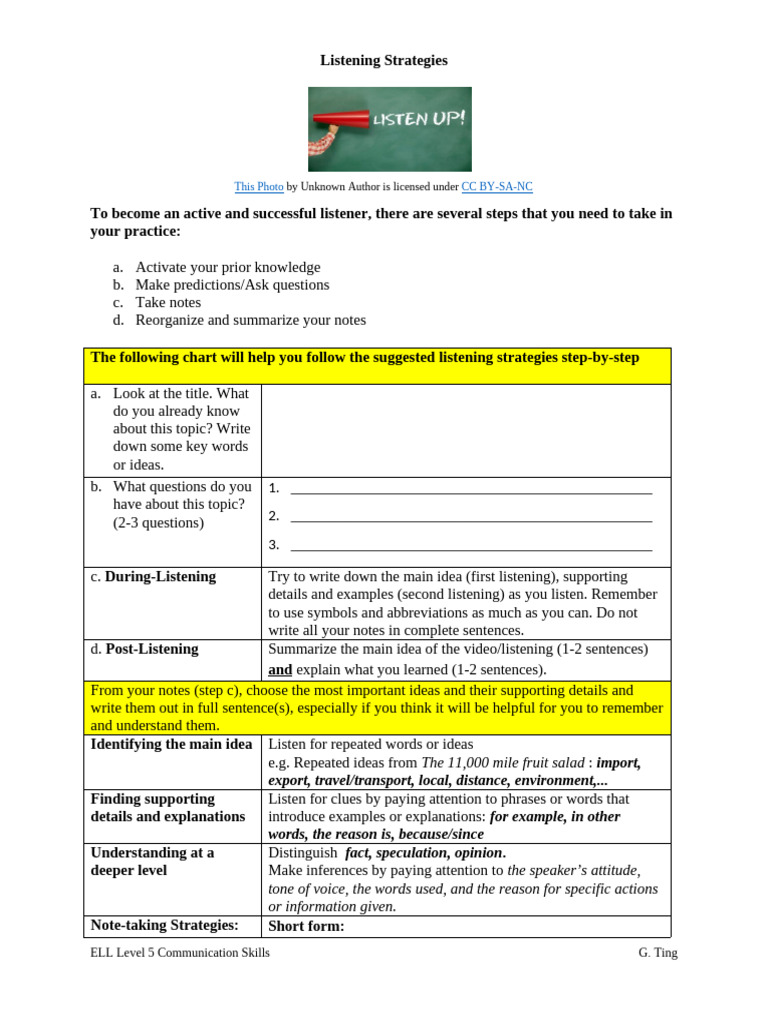 Listening Strategies & Practice | PDF | Reading Comprehension ...