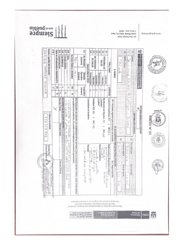 Reporte Rapido Post Evento P.S. Ancomarca | PDF