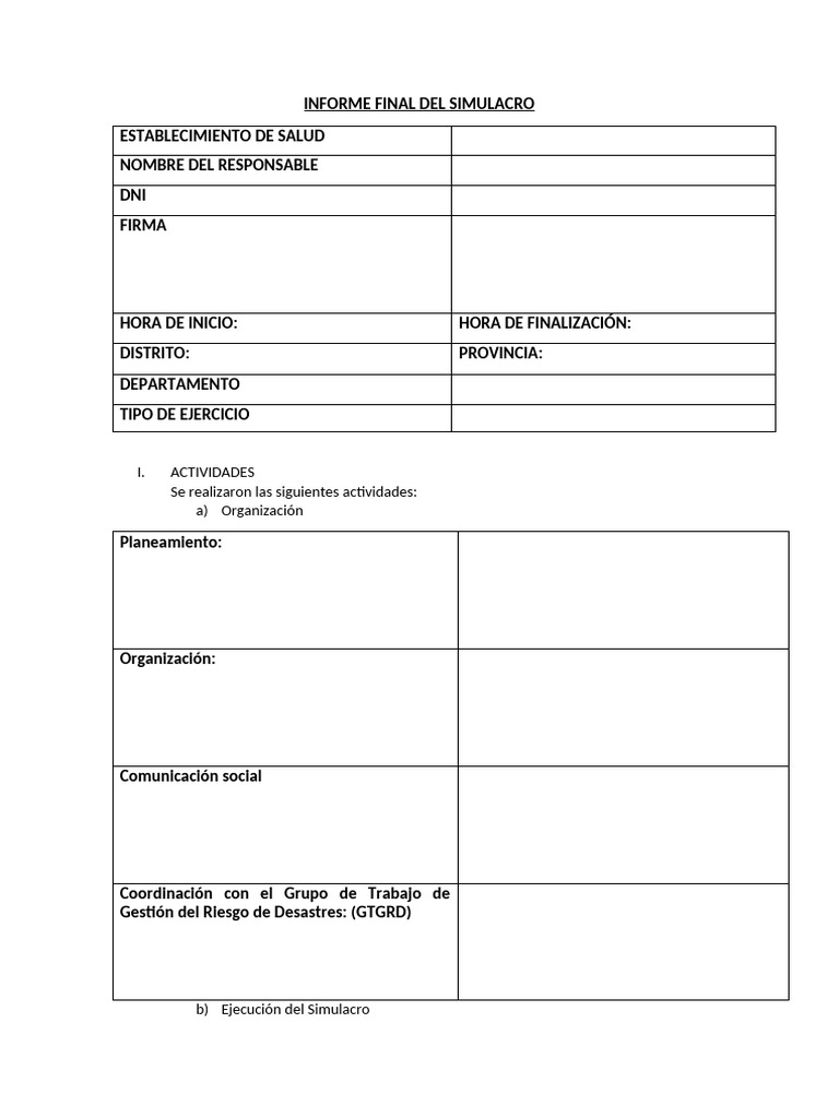 Informe Final Del Simulacro-2024 | PDF