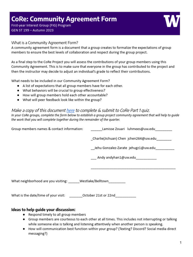 2023 CoRe Group Community Agreement ( - Fig199coreagreement) | PDF ...