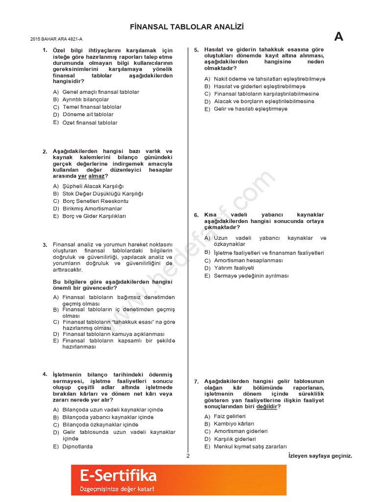 Fin402u.2014 15.bahar Arasinav | PDF