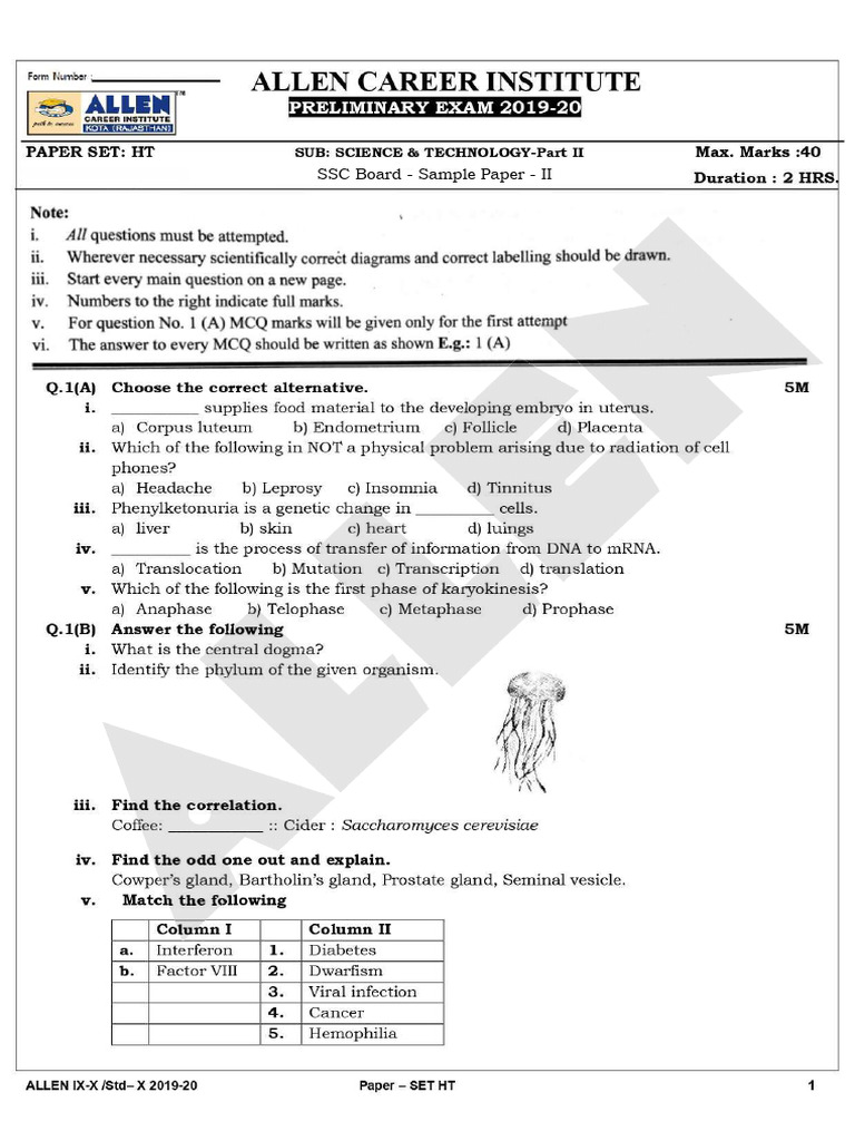 Science and Technology SSC Board 10th Class Paper 2 | PDF