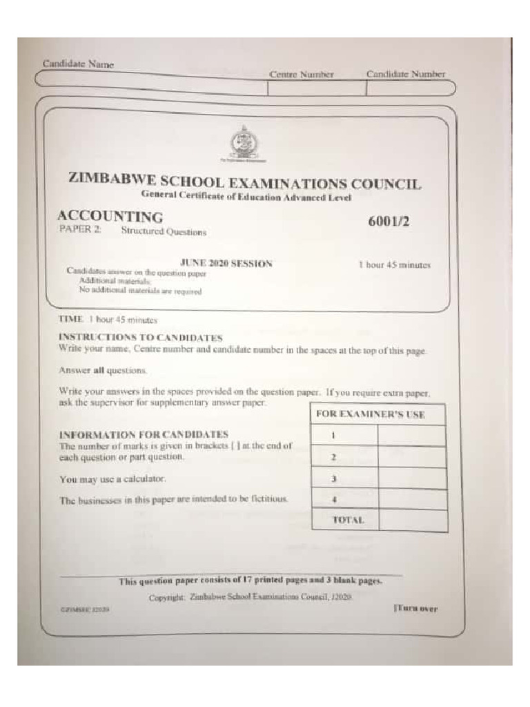 Acc A J2020 P2 QSTN | PDF