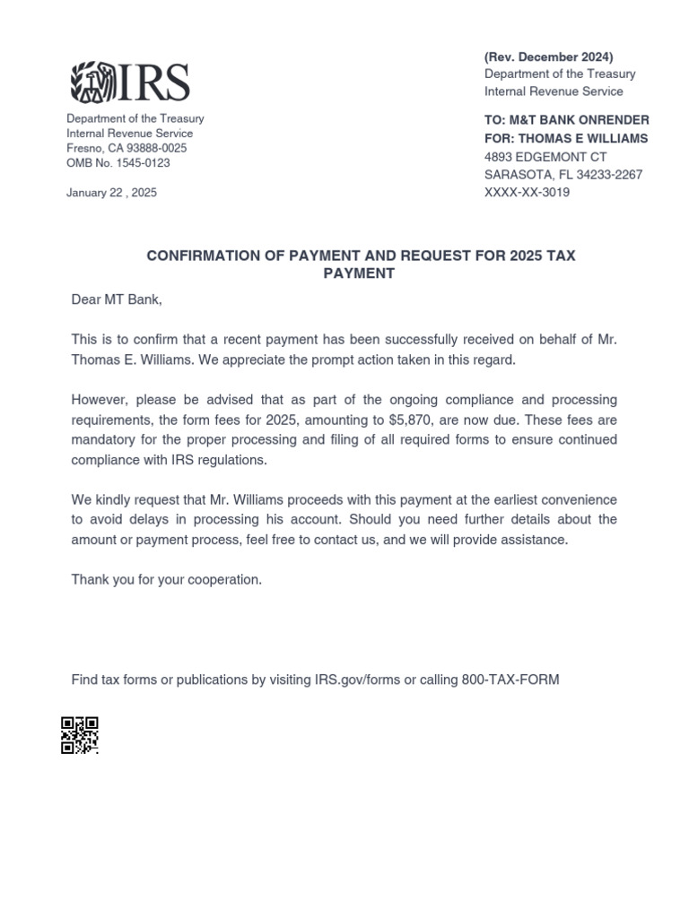 Confirmation of Payment and Tax Fee Notice | PDF