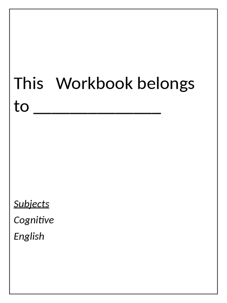 Cognitive & English Workbook | PDF