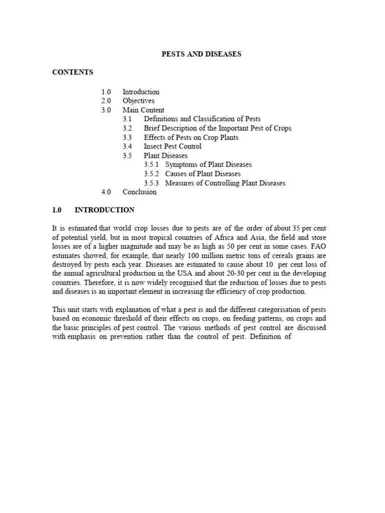 Pests and Diseases | PDF | Pest (Organism) | Parasitism