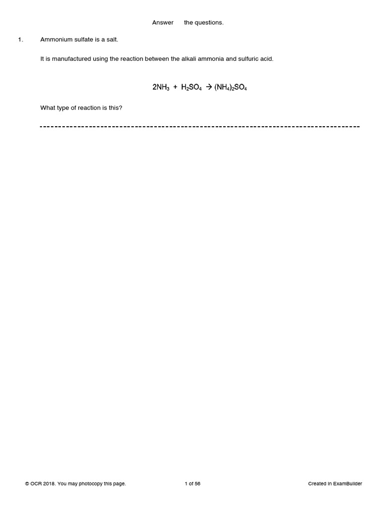 c6.1 Exam Questions | PDF | Fertilizer | Ammonia