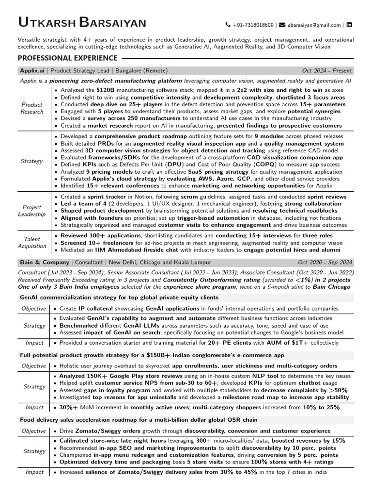 Utkarsh Barsaiyan Resume 2025 | PDF | Augmented Reality | Clean Technology