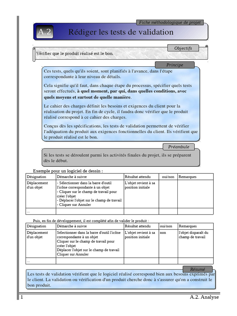 Fiche A2 : Tests de validation logiciel | PDF | Informatique