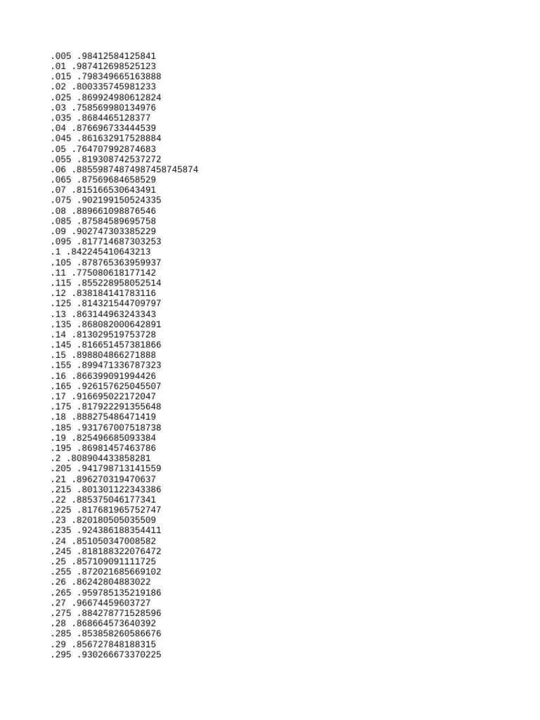 Data Set of Numerical Values | PDF