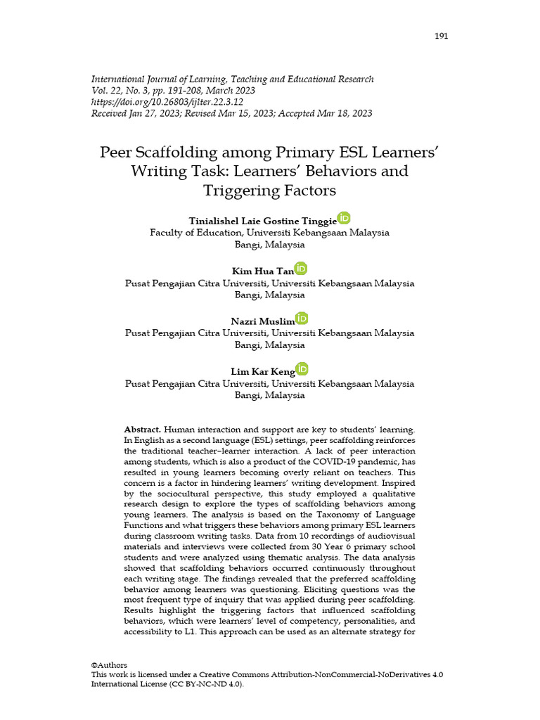 Peer_Scaffolding_among_Primary_ESL_Learners_Writi | PDF | English As A ...