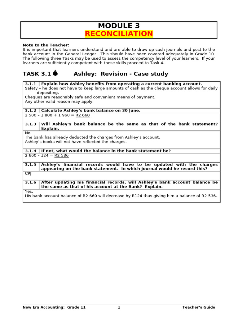 11 Acc Module 3 Recon Memos | PDF | Debits And Credits | Banks